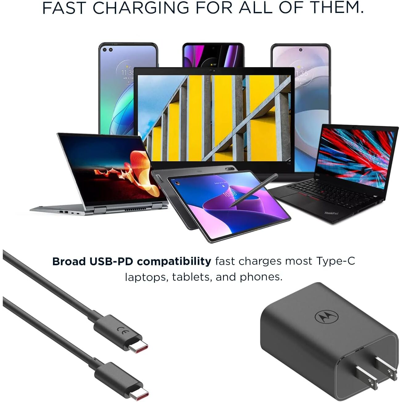 Buy Original Motorola TurboPower 68W Adapter With USB-C To USB-C Cable ...
