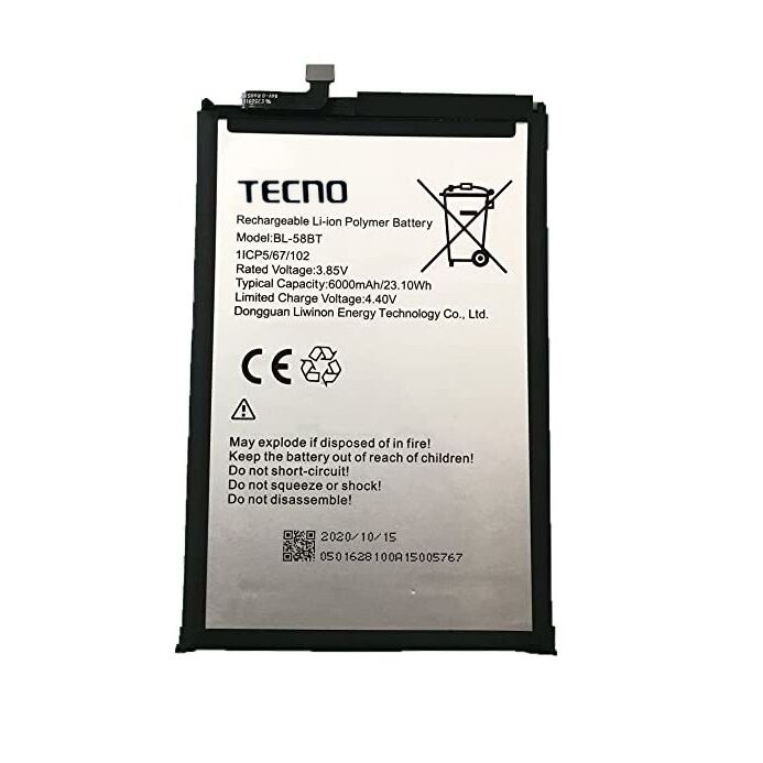 Buy Original Battery For Tecno Pouvoir 4 Pro (BL-58BT) 6000mAh from ...